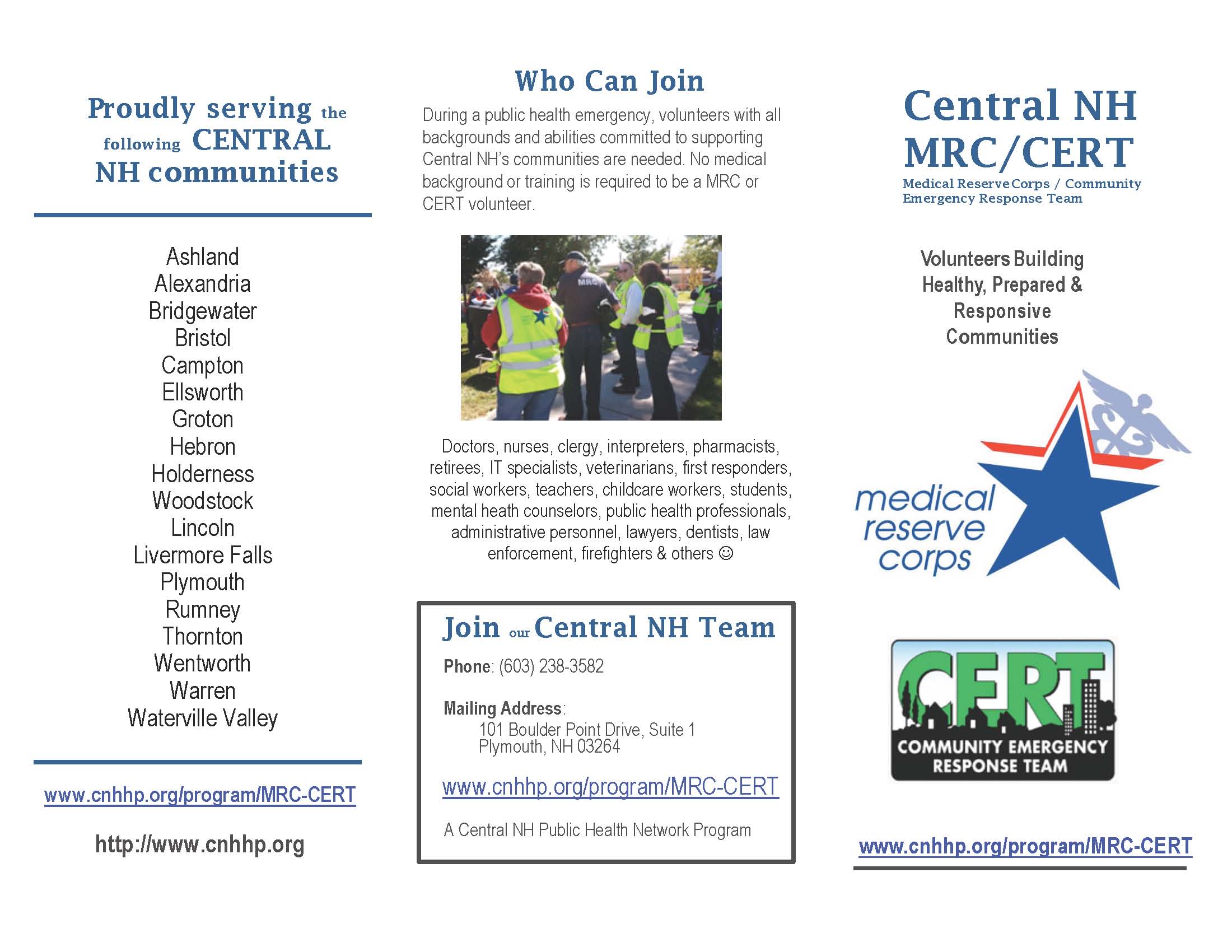 New Central NH CERT/MRC Brochure Available | CNHHP